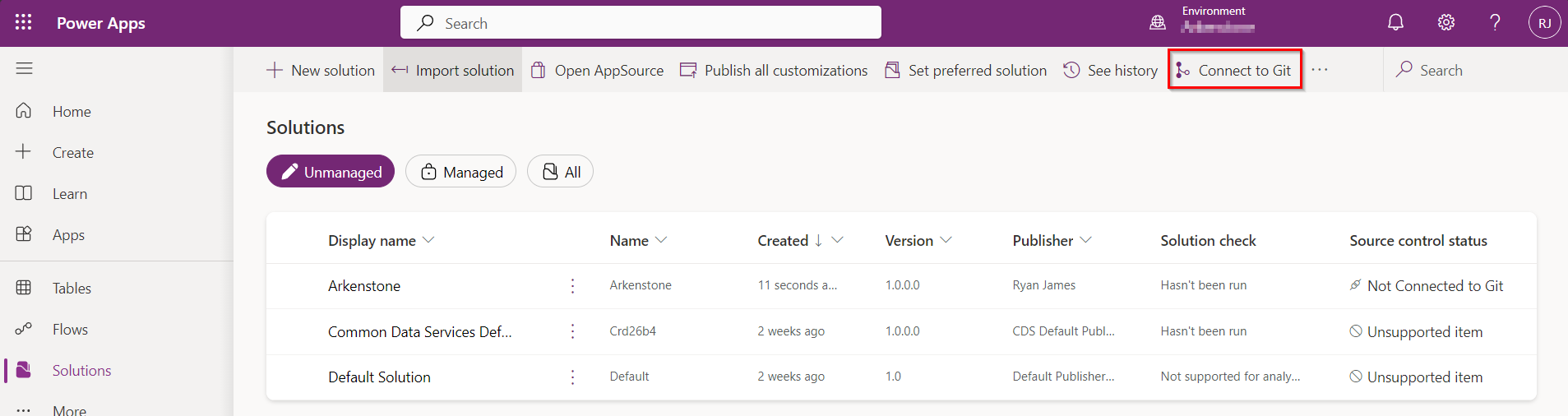 Dataverse Git Integration (Preview) First Look | ryanjames.dev